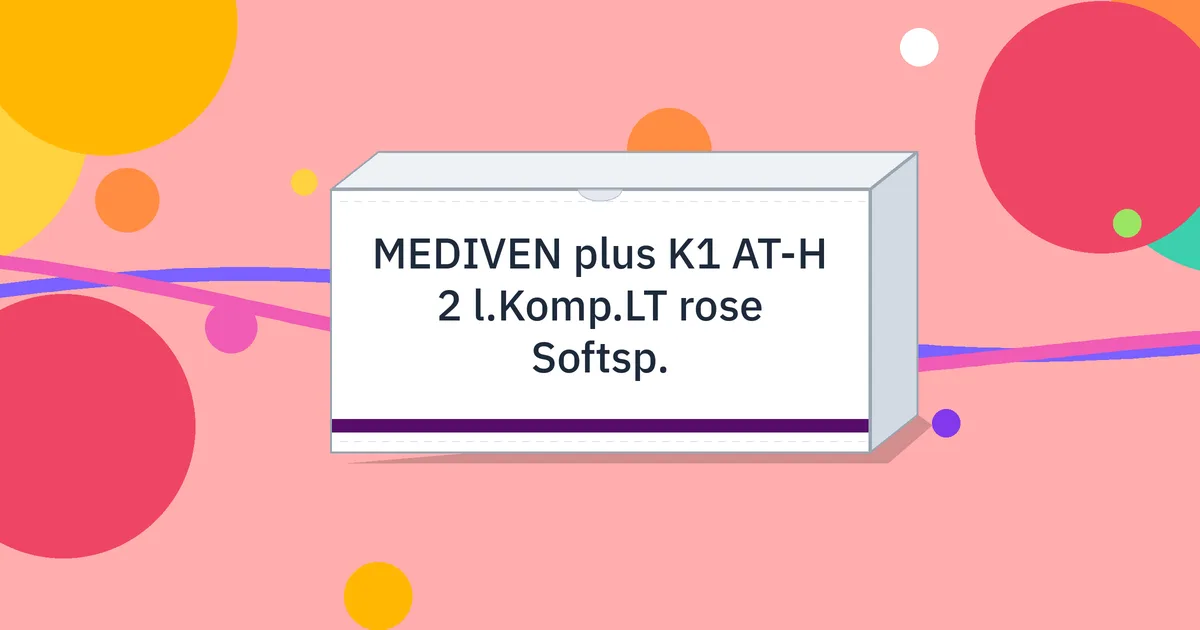 Symbolbild: Packung mit der Aufschrift MEDIVEN plus K1 AT-H 2 l.Komp.LT rose Softsp. (PZN 15038149) – Verfügbarkeit und Bezug in Apotheken in Frankfurt am Main
