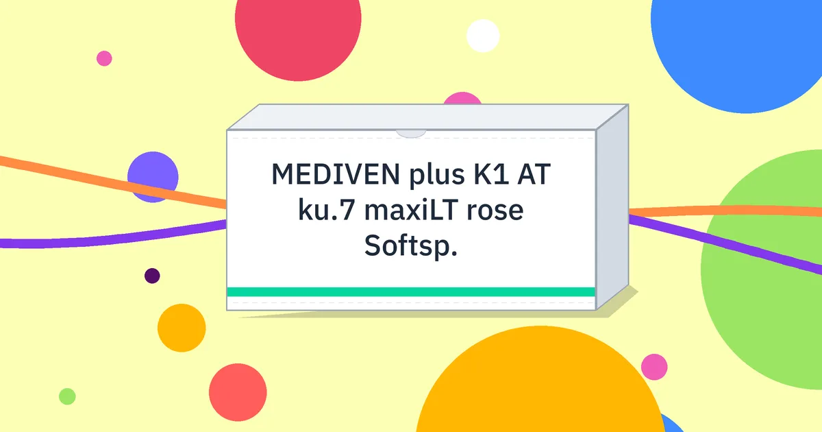 Symbolbild: Packung mit der Aufschrift MEDIVEN plus K1 AT ku.7 maxiLT rose Softsp. (PZN 15069440) – Verfügbarkeit und Bezug in Apotheken in Frankfurt am Main