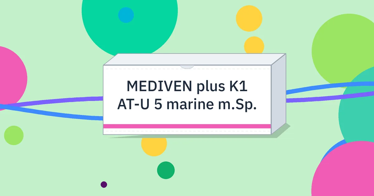 Symbolbild: Packung mit der Aufschrift MEDIVEN plus K1 AT-U 5 marine m.Sp. (PZN 15029937) – Verfügbarkeit und Bezug in Apotheken in Frankfurt am Main