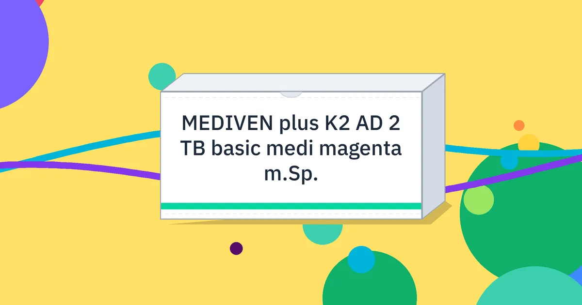 Symbolbild: Packung mit der Aufschrift MEDIVEN plus K2 AD 2 TB basic medi magenta m.Sp. (PZN 15094656) – Verfügbarkeit und Bezug in Apotheken in Frankfurt am Main