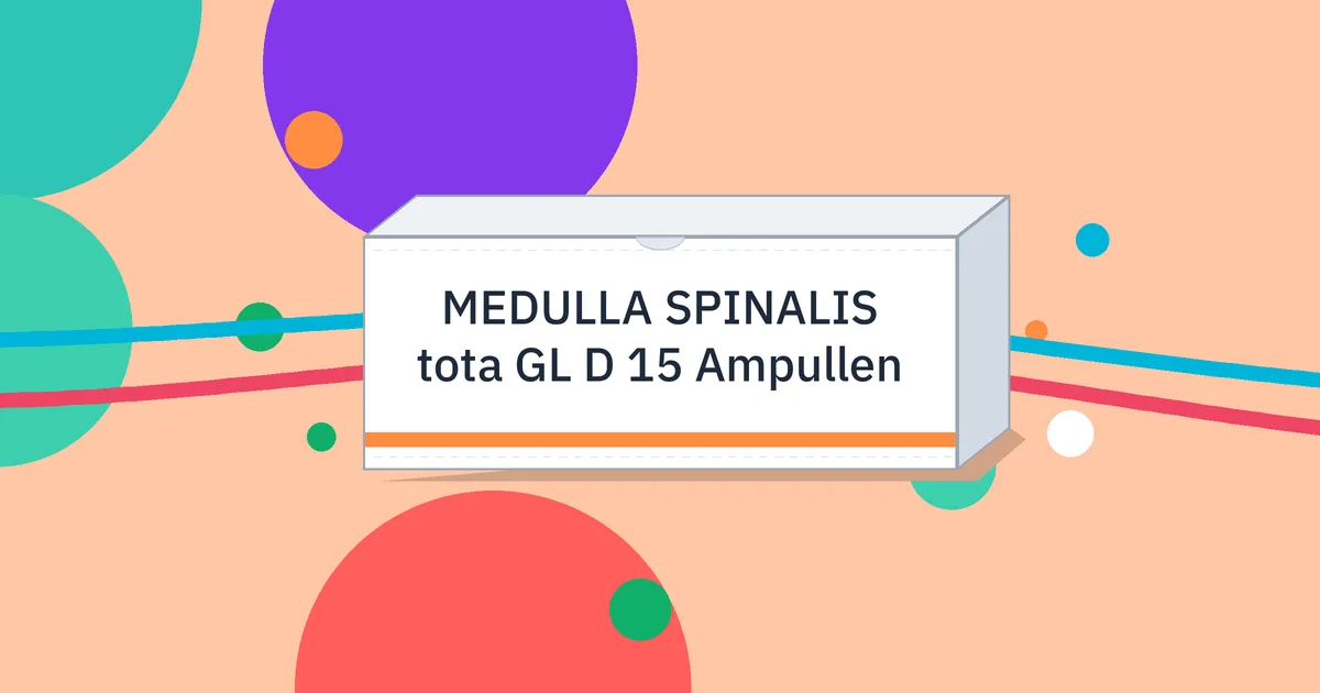 Symbolbild: Packung mit der Aufschrift MEDULLA SPINALIS tota GL D 15 Ampullen (PZN 03356275) – Verfügbarkeit und Bezug in Apotheken in Frankfurt am Main