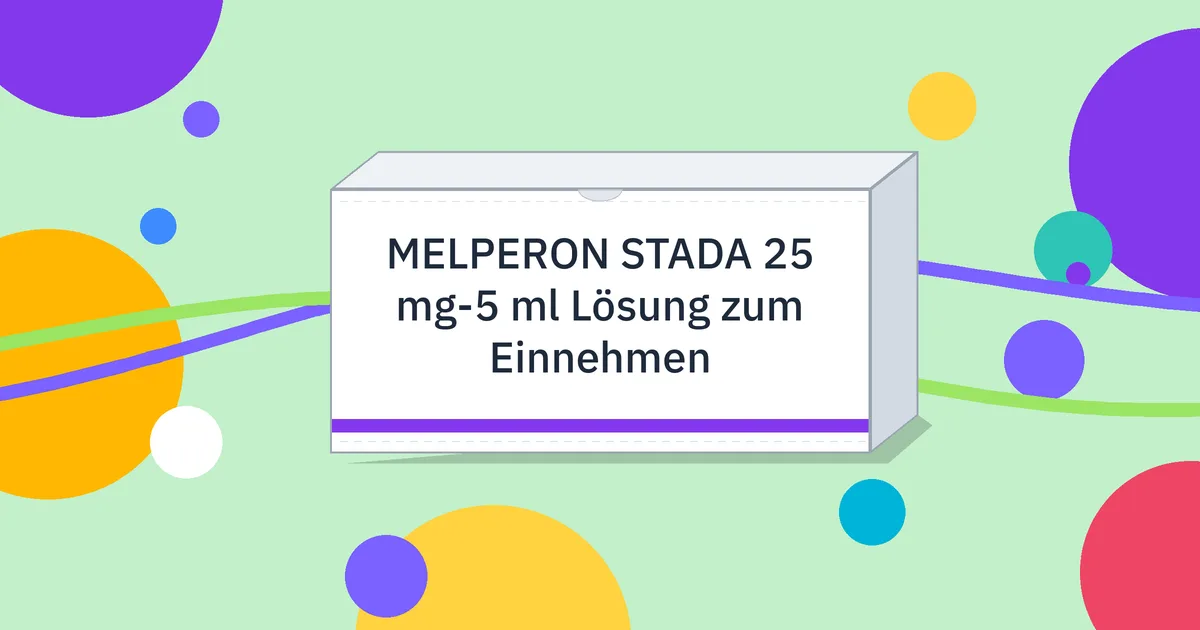 Symbolbild: Packung mit der Aufschrift MELPERON STADA 25 mg-5 ml Lösung zum Einnehmen (PZN 01833498) – Verfügbarkeit und Bezug in Apotheken in Frankfurt am Main