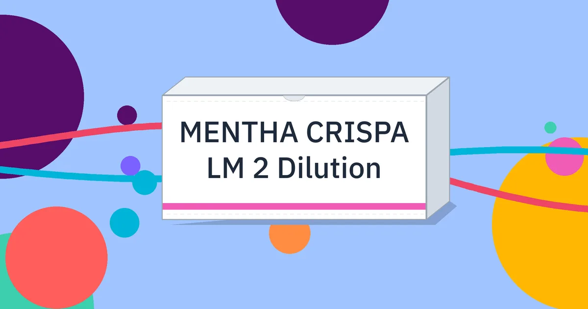 Symbolbild: Packung mit der Aufschrift MENTHA CRISPA LM 2 Dilution (PZN 13603645) – Verfügbarkeit und Bezug in Apotheken in Frankfurt am Main