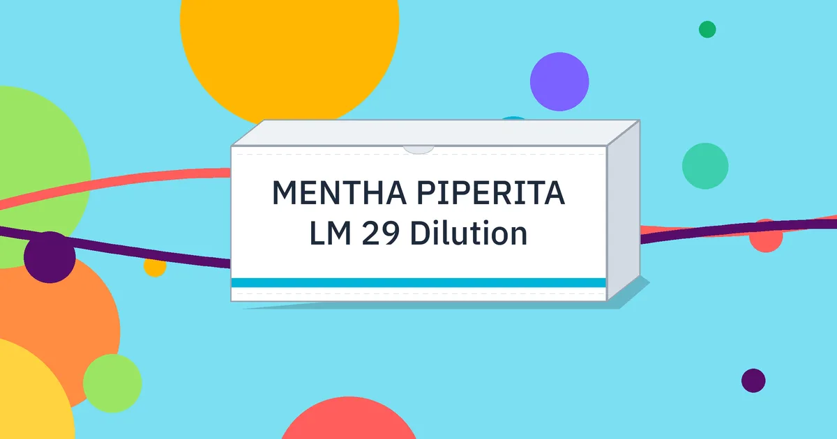 Symbolbild: Packung mit der Aufschrift MENTHA PIPERITA LM 29 Dilution (PZN 13604403) – Verfügbarkeit und Bezug in Apotheken in Frankfurt am Main