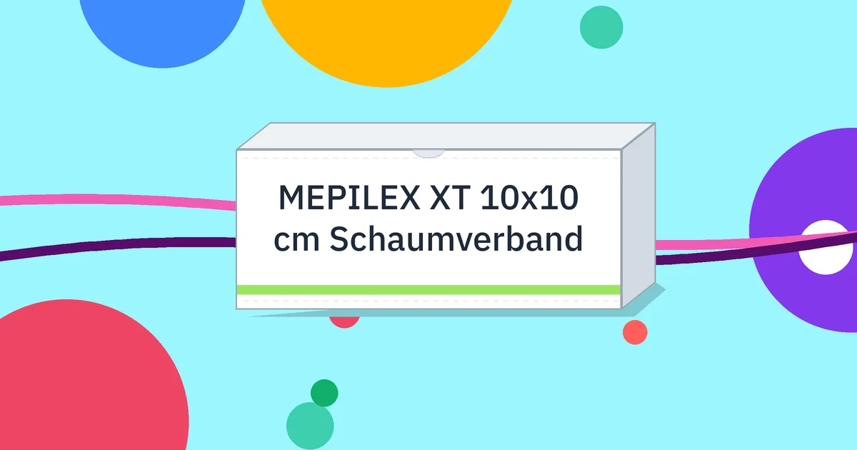 Symbolbild: Packung mit der Aufschrift MEPILEX XT 10x10 cm Schaumverband (PZN 17868033) – Verfügbarkeit und Bezug in Apotheken in Frankfurt am Main
