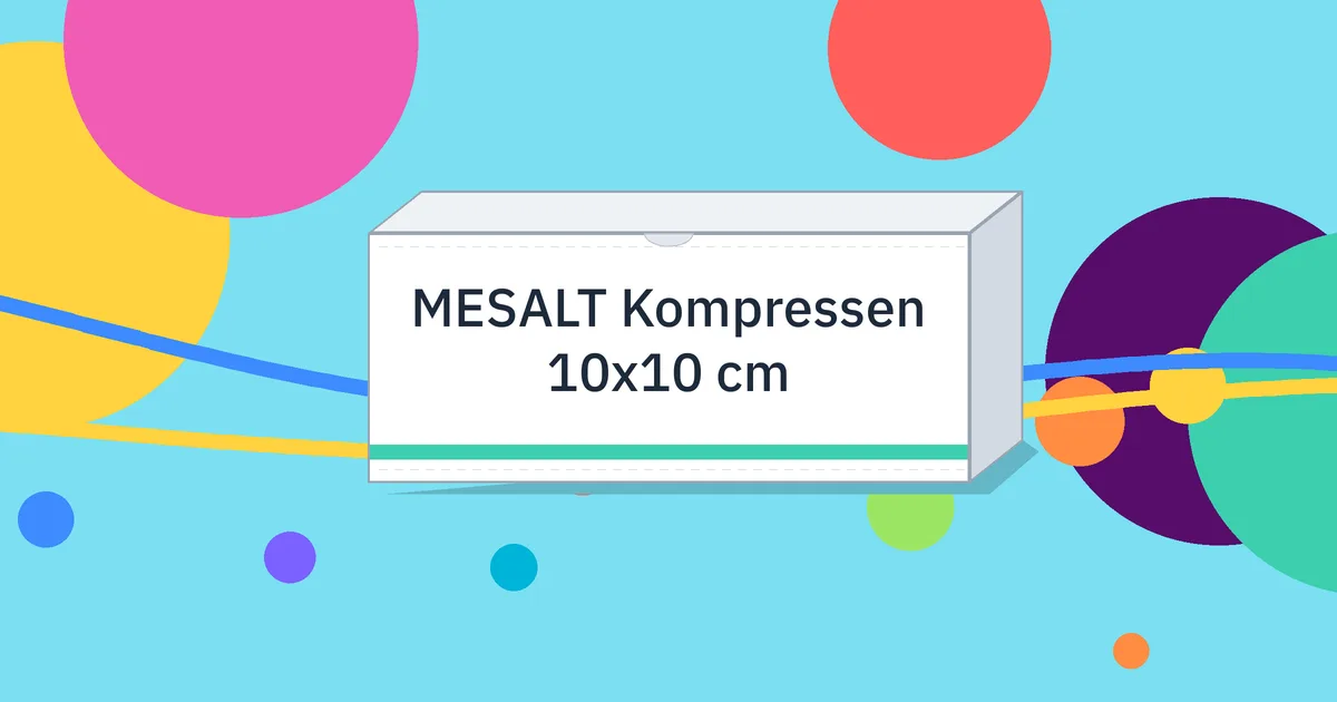 Symbolbild: Packung mit der Aufschrift MESALT Kompressen 10x10 cm (PZN 05958920) – Verfügbarkeit und Bezug in Apotheken in Frankfurt am Main