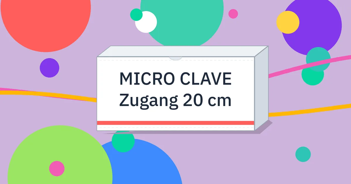 Symbolbild: Packung mit der Aufschrift MICRO CLAVE Zugang 20 cm (PZN 17447722) – Verfügbarkeit und Bezug in Apotheken in Frankfurt am Main