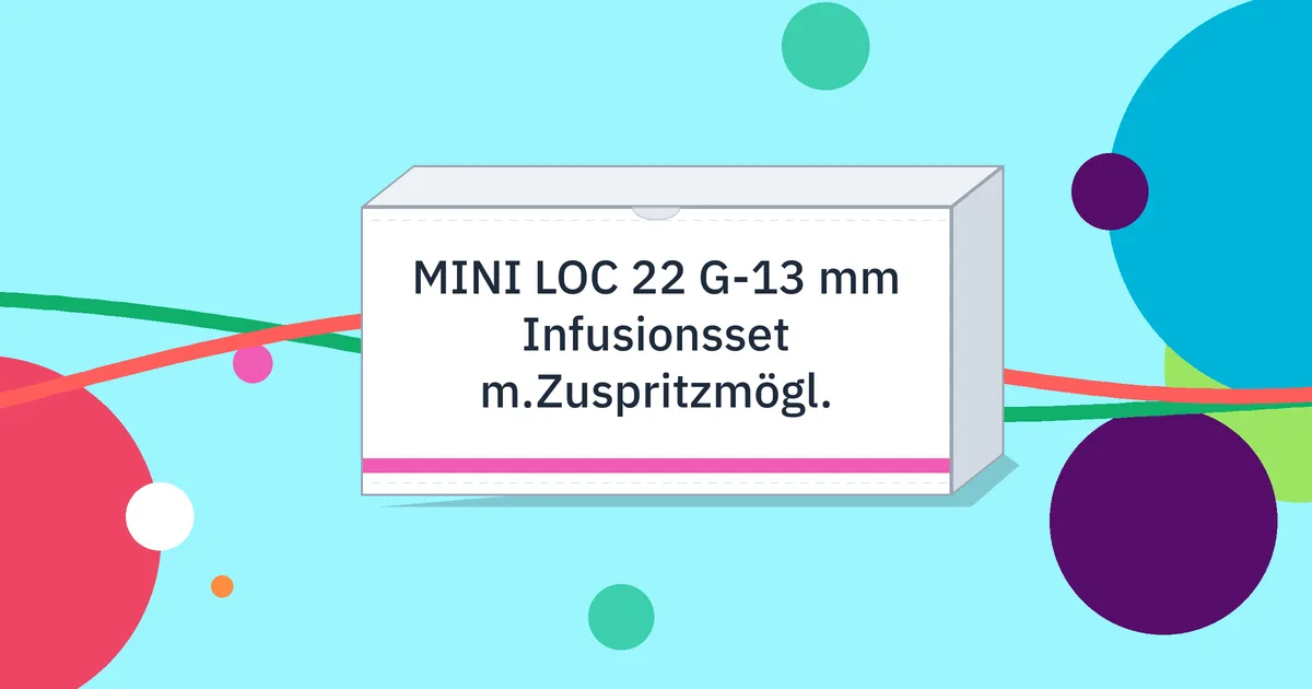 Symbolbild: Packung mit der Aufschrift MINI LOC 22 G-13 mm Infusionsset m.Zuspritzmögl. (PZN 18039379) – Verfügbarkeit und Bezug in Apotheken in Frankfurt am Main