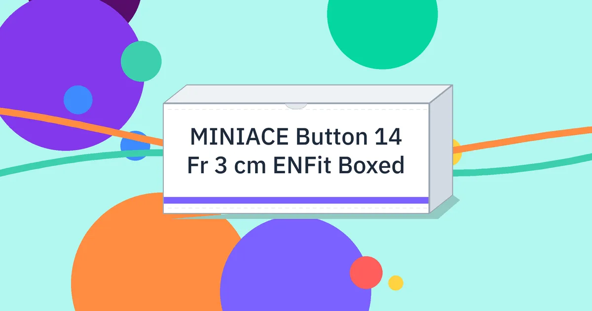 Symbolbild: Packung mit der Aufschrift MINIACE Button 14 Fr 3 cm ENFit Boxed (PZN 16954109) – Verfügbarkeit und Bezug in Apotheken in Frankfurt am Main