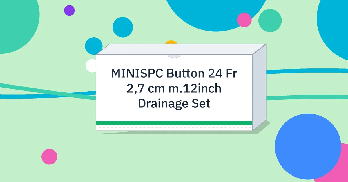 Symbolbild: Packung mit der Aufschrift MINISPC Button 24 Fr 2,7 cm m.12inch Drainage Set (PZN 20821408) – Verfügbarkeit und Bezug in Apotheken in Frankfurt am Main