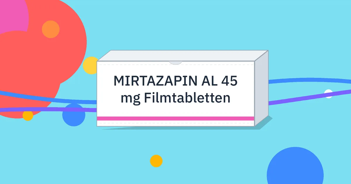 Symbolbild: Packung mit der Aufschrift MIRTAZAPIN AL 45 mg Filmtabletten (PZN 02341515) – Verfügbarkeit und Bezug in Apotheken in Frankfurt am Main