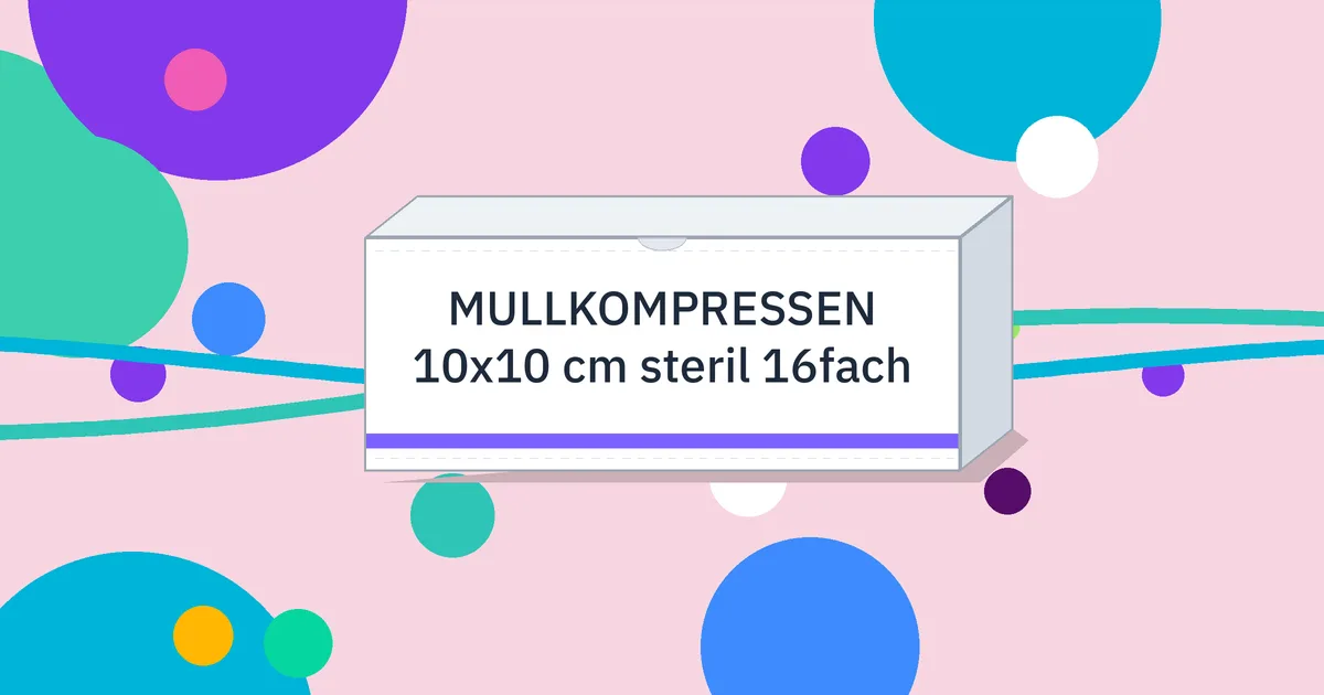 Symbolbild: Packung mit der Aufschrift MULLKOMPRESSEN 10x10 cm steril 16fach (PZN 02144140) – Verfügbarkeit und Bezug in Apotheken in Frankfurt am Main