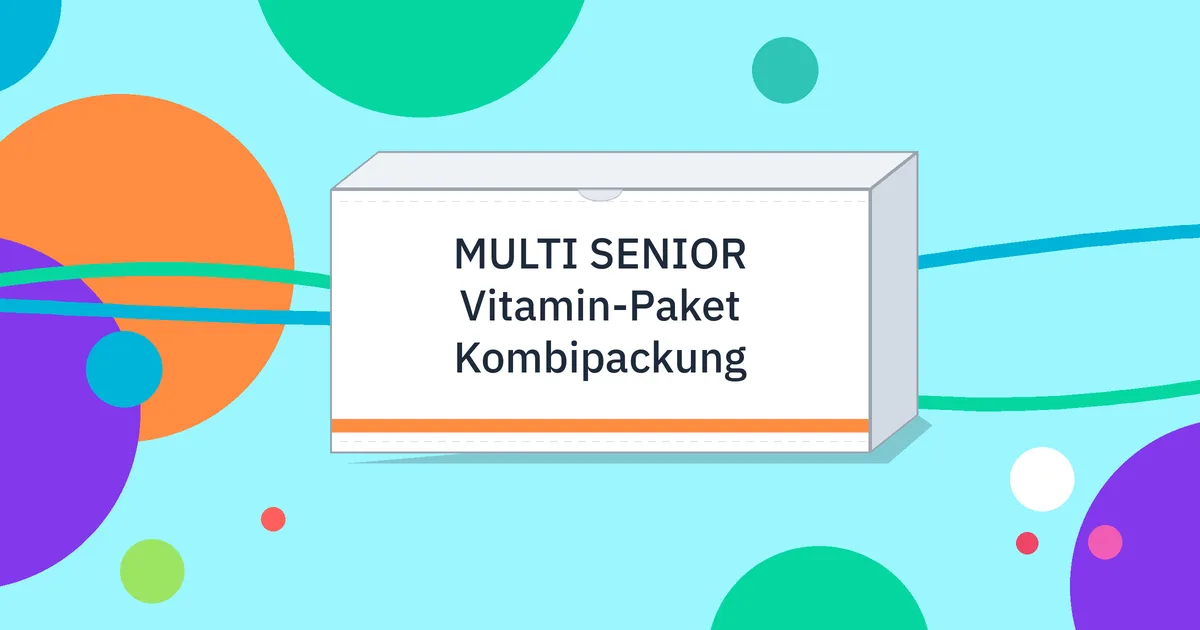 Symbolbild: Packung mit der Aufschrift MULTI SENIOR Vitamin-Paket Kombipackung (PZN 10063415) – Verfügbarkeit und Bezug in Apotheken in Frankfurt am Main