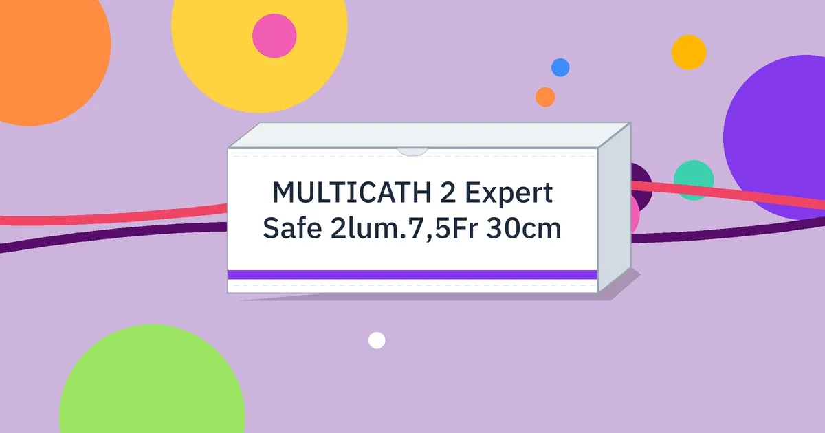 Symbolbild: Packung mit der Aufschrift MULTICATH 2 Expert Safe 2lum.7,5Fr 30cm (PZN 10304209) – Verfügbarkeit und Bezug in Apotheken in Frankfurt am Main