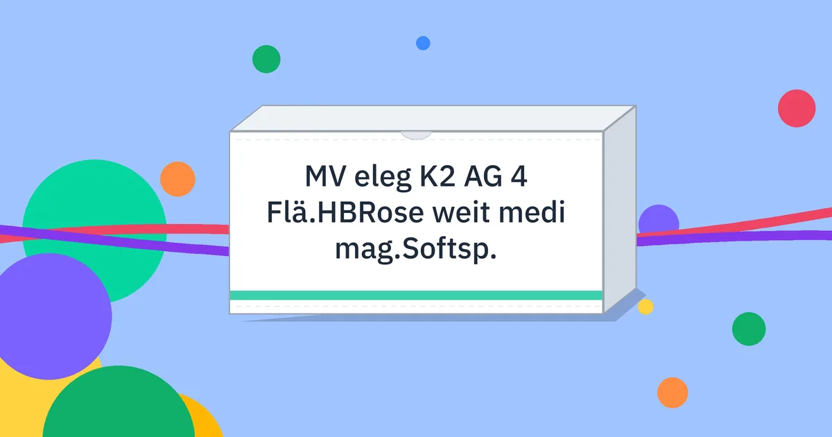 Symbolbild: Packung mit der Aufschrift MV eleg K2 AG 4 Flä.HBRose weit medi mag.Softsp. (PZN 15720220) – Verfügbarkeit und Bezug in Apotheken in Frankfurt am Main