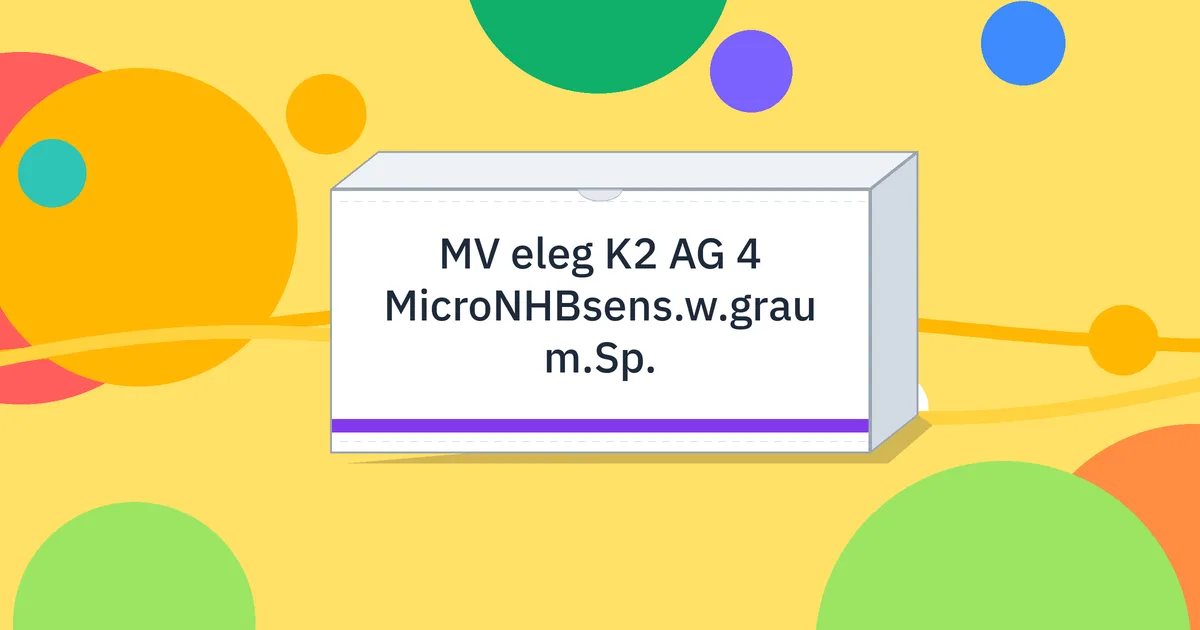 Symbolbild: Packung mit der Aufschrift MV eleg K2 AG 4 MicroNHBsens.w.grau m.Sp. (PZN 18930768) – Verfügbarkeit und Bezug in Apotheken in Frankfurt am Main
