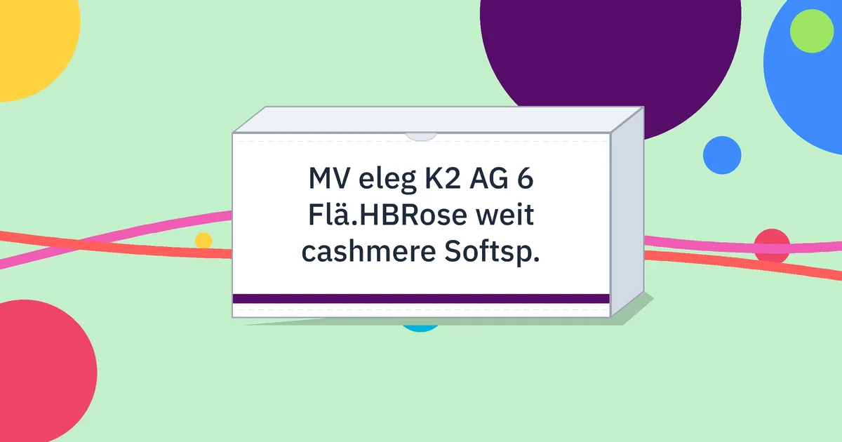 Symbolbild: Packung mit der Aufschrift MV eleg K2 AG 6 Flä.HBRose weit cashmere Softsp. (PZN 15719814) – Verfügbarkeit und Bezug in Apotheken in Frankfurt am Main