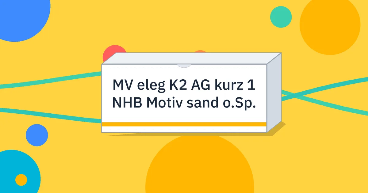 Symbolbild: Packung mit der Aufschrift MV eleg K2 AG kurz 1 NHB Motiv sand o.Sp. (PZN 18926519) – Verfügbarkeit und Bezug in Apotheken in Frankfurt am Main