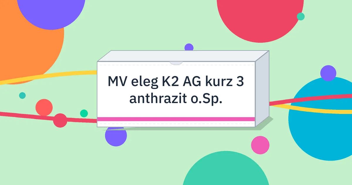 Symbolbild: Packung mit der Aufschrift MV eleg K2 AG kurz 3 anthrazit o.Sp. (PZN 00644074) – Verfügbarkeit und Bezug in Apotheken in Frankfurt am Main