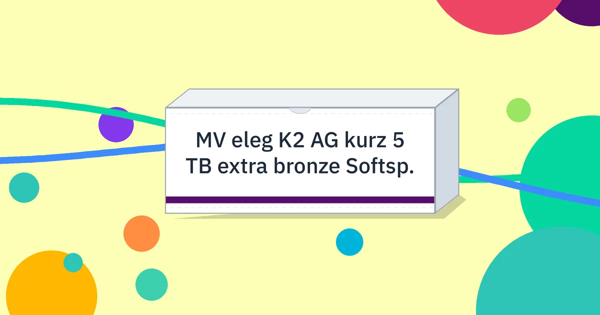 Symbolbild: Packung mit der Aufschrift MV eleg K2 AG kurz 5 TB extra bronze Softsp. (PZN 14716400) – Verfügbarkeit und Bezug in Apotheken in Frankfurt am Main