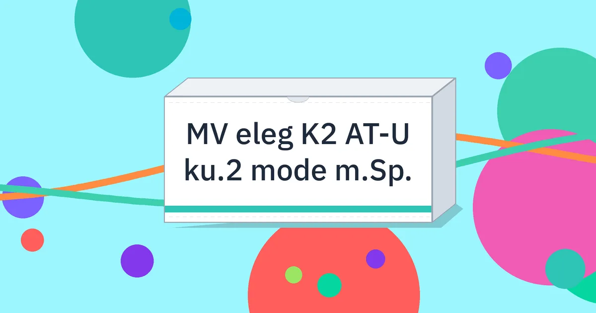 Symbolbild: Packung mit der Aufschrift MV eleg K2 AT-U ku.2 mode m.Sp. (PZN 04543708) – Verfügbarkeit und Bezug in Apotheken in Frankfurt am Main