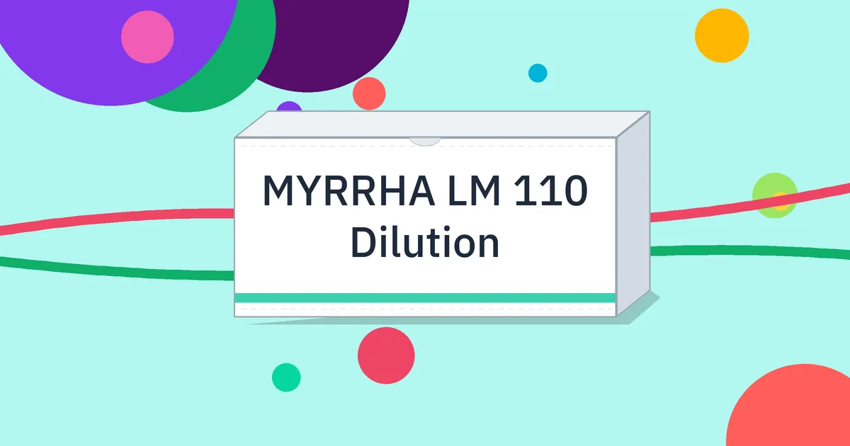 Symbolbild: Packung mit der Aufschrift MYRRHA LM 110 Dilution (PZN 12957878) – Verfügbarkeit und Bezug in Apotheken in Frankfurt am Main