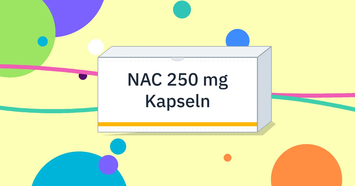 Symbolbild: Packung mit der Aufschrift NAC 250 mg Kapseln (PZN 18720249) – Verfügbarkeit und Bezug in Apotheken in Frankfurt am Main