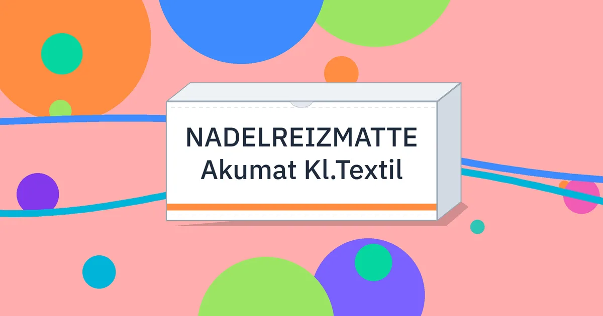Symbolbild: Packung mit der Aufschrift NADELREIZMATTE Akumat Kl.Textil (PZN 00166752) – Verfügbarkeit und Bezug in Apotheken in Frankfurt am Main