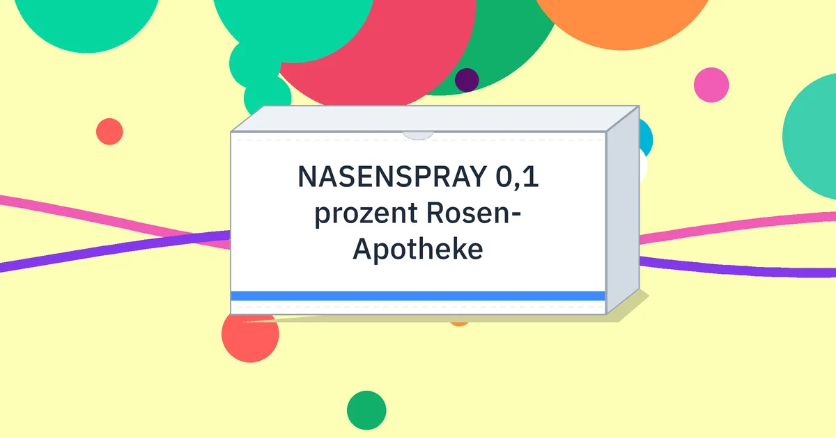 Symbolbild: Packung mit der Aufschrift NASENSPRAY 0,1 prozent Rosen-Apotheke (PZN 19968833) – Verfügbarkeit und Bezug in Apotheken in Frankfurt am Main