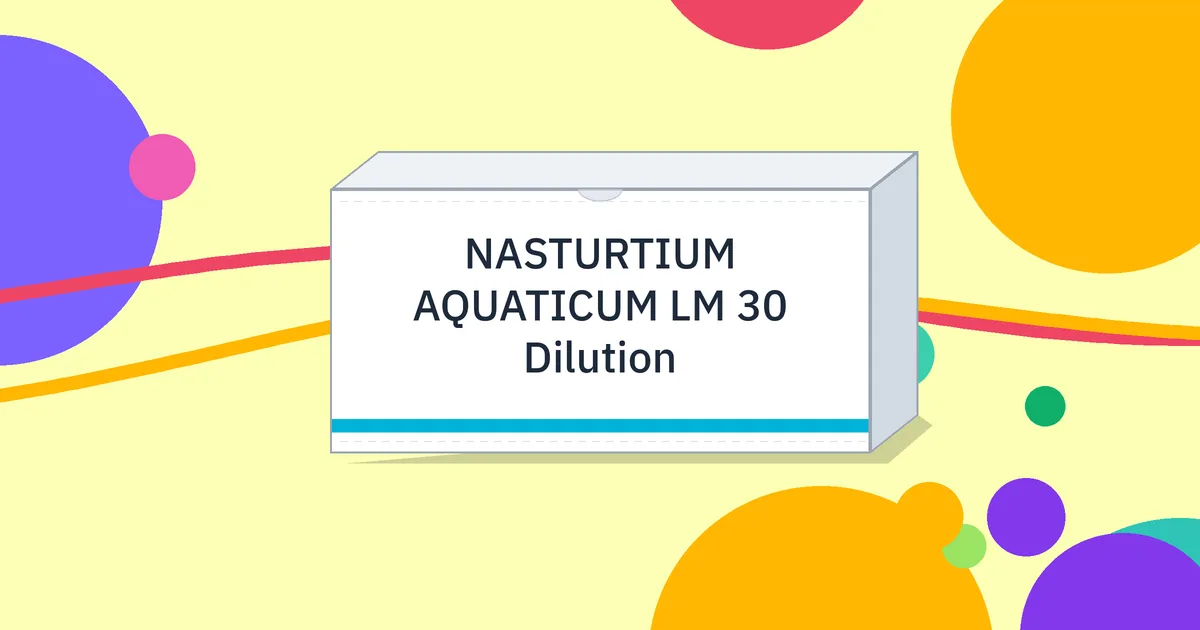 Symbolbild: Packung mit der Aufschrift NASTURTIUM AQUATICUM LM 30 Dilution (PZN 13616524) – Verfügbarkeit und Bezug in Apotheken in Frankfurt am Main