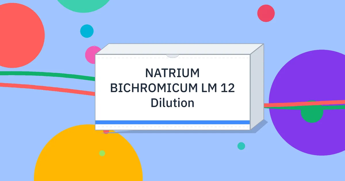 Symbolbild: Packung mit der Aufschrift NATRIUM BICHROMICUM LM 12 Dilution (PZN 12960751) – Verfügbarkeit und Bezug in Apotheken in Frankfurt am Main