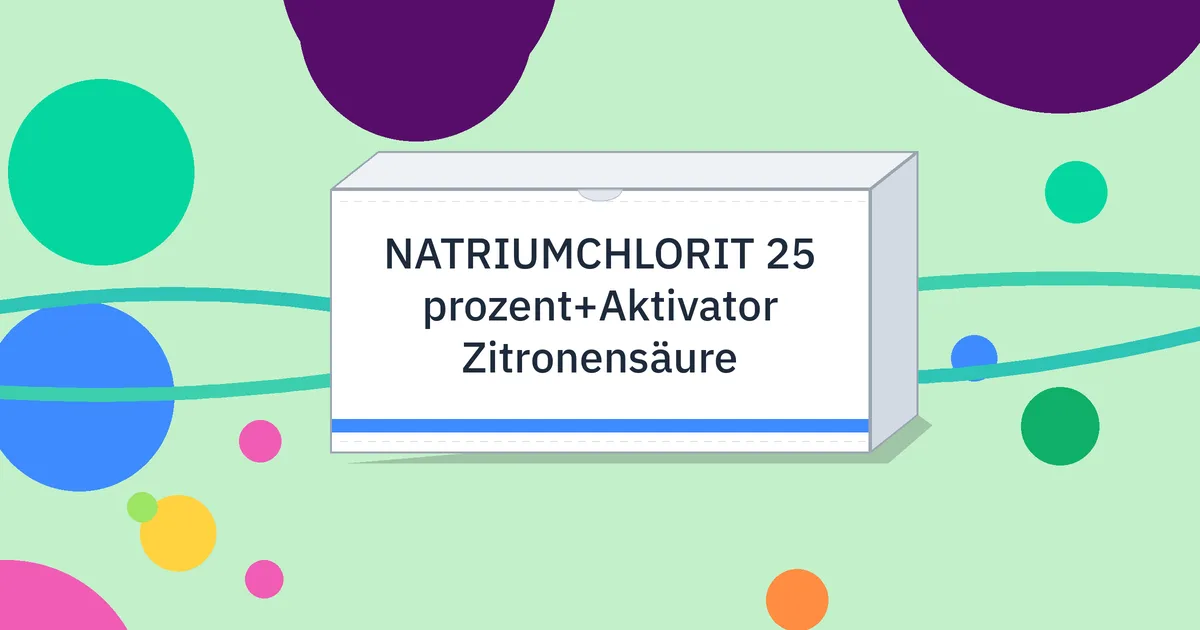Symbolbild: Packung mit der Aufschrift NATRIUMCHLORIT 25 prozent+Aktivator Zitronensäure (PZN 16333264) – Verfügbarkeit und Bezug in Apotheken in Frankfurt am Main