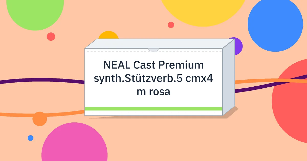 Symbolbild: Packung mit der Aufschrift NEAL Cast Premium synth.Stützverb.5 cmx4 m rosa (PZN 17302136) – Verfügbarkeit und Bezug in Apotheken in Frankfurt am Main