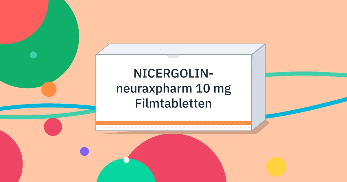 Symbolbild: Packung mit der Aufschrift NICERGOLIN-neuraxpharm 10 mg Filmtabletten (PZN 01391422) – Verfügbarkeit und Bezug in Apotheken in Frankfurt am Main