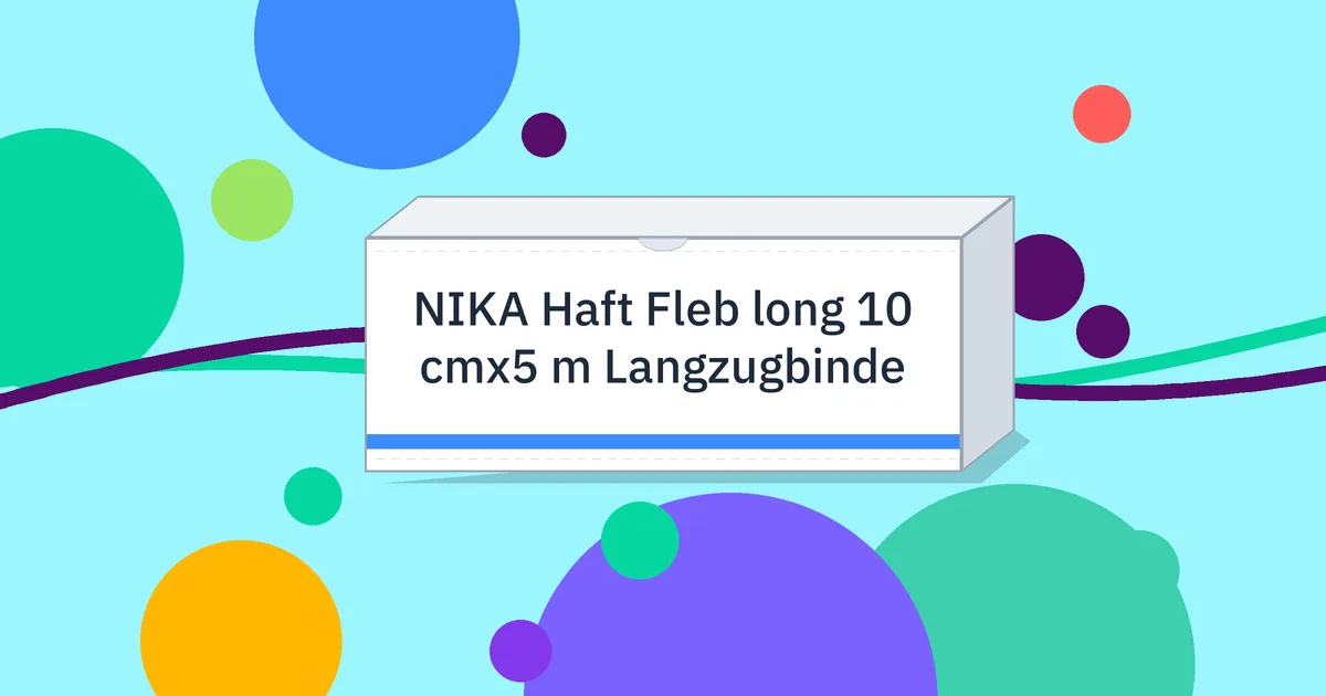Symbolbild: Packung mit der Aufschrift NIKA Haft Fleb long 10 cmx5 m Langzugbinde (PZN 18171558) – Verfügbarkeit und Bezug in Apotheken in Frankfurt am Main