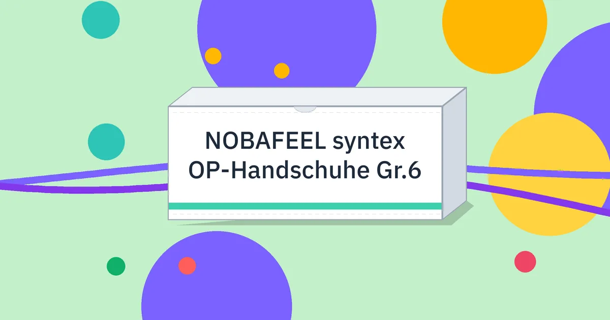 Symbolbild: Packung mit der Aufschrift NOBAFEEL syntex OP-Handschuhe Gr.6 (PZN 09613201) – Verfügbarkeit und Bezug in Apotheken in Frankfurt am Main