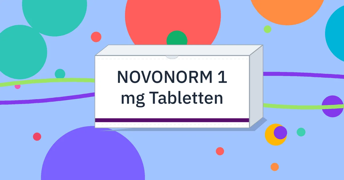 Symbolbild: Packung mit der Aufschrift NOVONORM 1 mg Tabletten (PZN 10980175) – Verfügbarkeit und Bezug in Apotheken in Frankfurt am Main