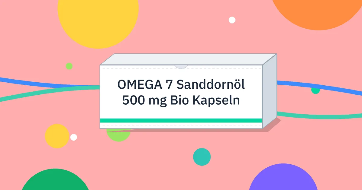 Symbolbild: Packung mit der Aufschrift OMEGA 7 Sanddornöl 500 mg Bio Kapseln (PZN 00134344) – Verfügbarkeit und Bezug in Apotheken in Frankfurt am Main