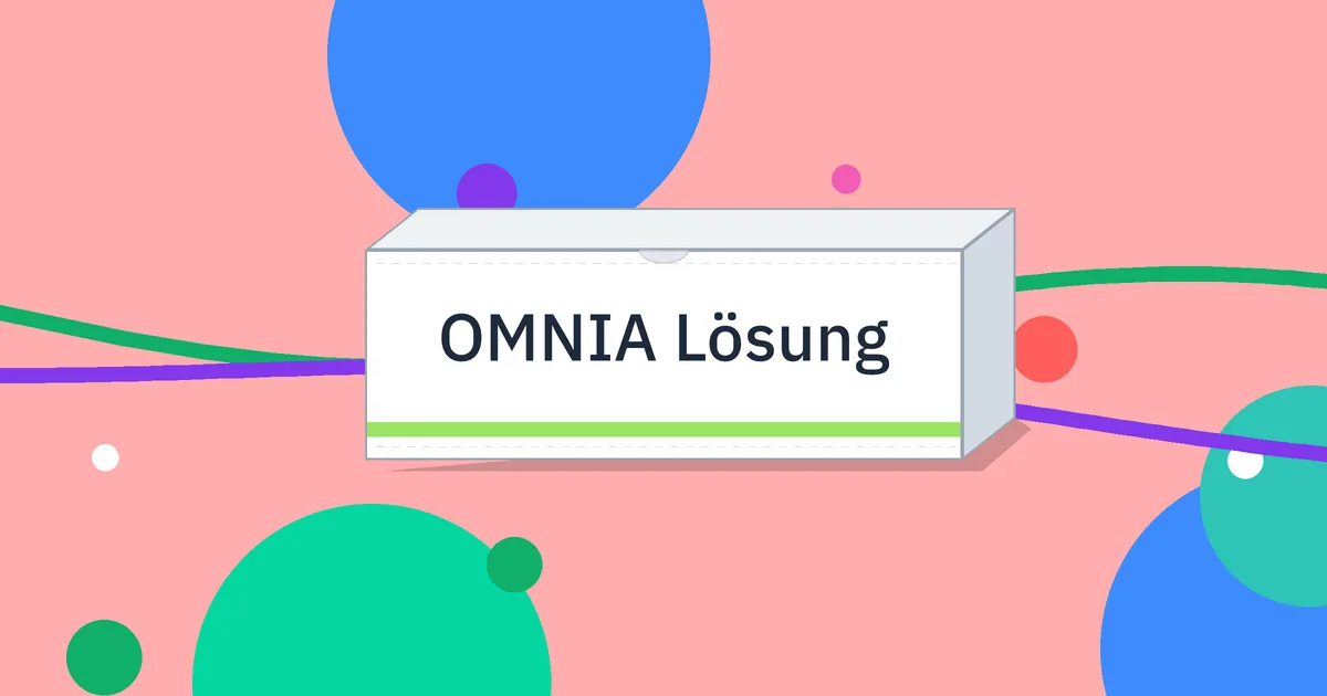 Symbolbild: Packung mit der Aufschrift OMNIA Lösung (PZN 05014840) – Verfügbarkeit und Bezug in Apotheken in Frankfurt am Main