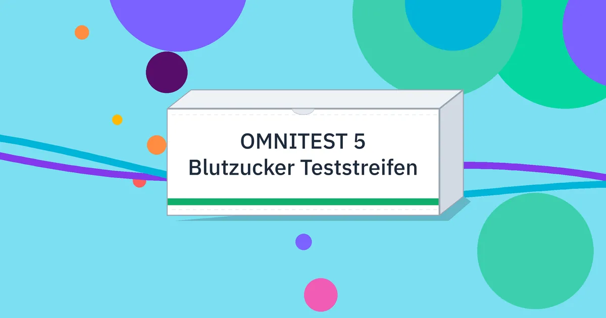 Symbolbild: Packung mit der Aufschrift OMNITEST 5 Blutzucker Teststreifen (PZN 16512038) – Verfügbarkeit und Bezug in Apotheken in Frankfurt am Main