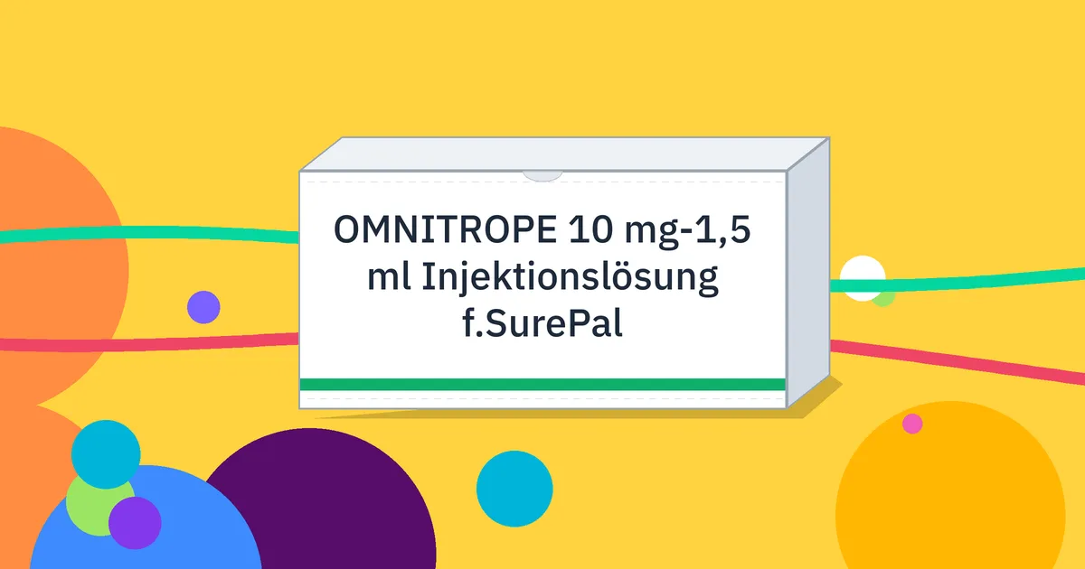 Symbolbild: Packung mit der Aufschrift OMNITROPE 10 mg-1,5 ml Injektionslösung f.SurePal (PZN 19524119) – Verfügbarkeit und Bezug in Apotheken in Frankfurt am Main