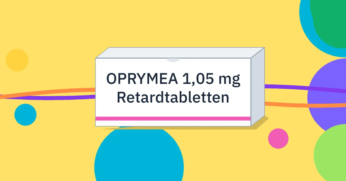 Symbolbild: Packung mit der Aufschrift OPRYMEA 1,05 mg Retardtabletten (PZN 17180377) – Verfügbarkeit und Bezug in Apotheken in Frankfurt am Main