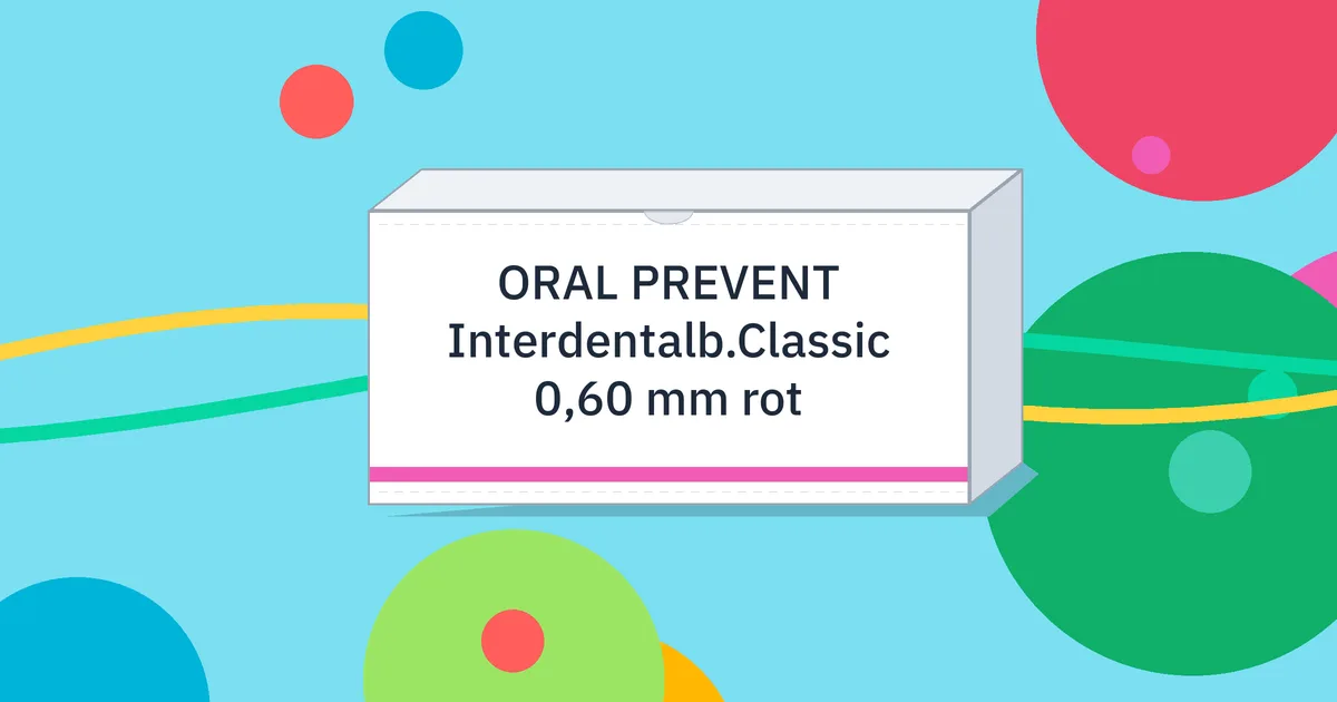Symbolbild: Packung mit der Aufschrift ORAL PREVENT Interdentalb.Classic 0,60 mm rot (PZN 10216698) – Verfügbarkeit und Bezug in Apotheken in Frankfurt am Main