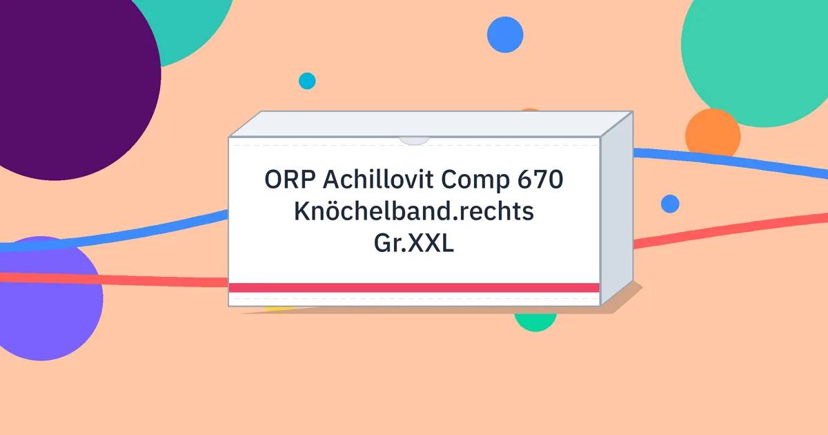 Symbolbild: Packung mit der Aufschrift ORP Achillovit Comp 670 Knöchelband.rechts Gr.XXL (PZN 09398866) – Verfügbarkeit und Bezug in Apotheken in Frankfurt am Main