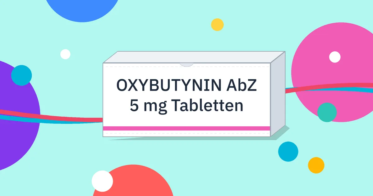 Symbolbild: Packung mit der Aufschrift OXYBUTYNIN AbZ 5 mg Tabletten (PZN 01016687) – Verfügbarkeit und Bezug in Apotheken in Frankfurt am Main