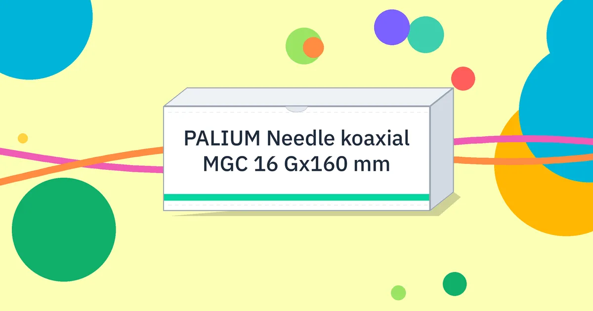 Symbolbild: Packung mit der Aufschrift PALIUM Needle koaxial MGC 16 Gx160 mm (PZN 19734437) – Verfügbarkeit und Bezug in Apotheken in Frankfurt am Main