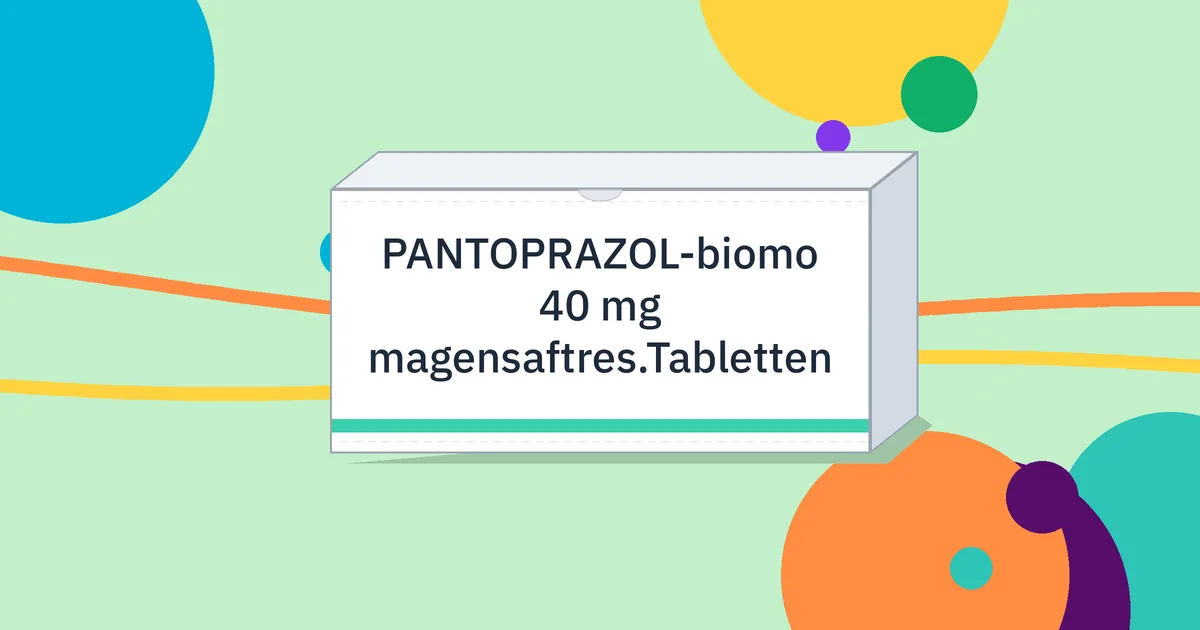 Symbolbild: Packung mit der Aufschrift PANTOPRAZOL-biomo 40 mg magensaftres.Tabletten (PZN 05380496) – Verfügbarkeit und Bezug in Apotheken in Frankfurt am Main