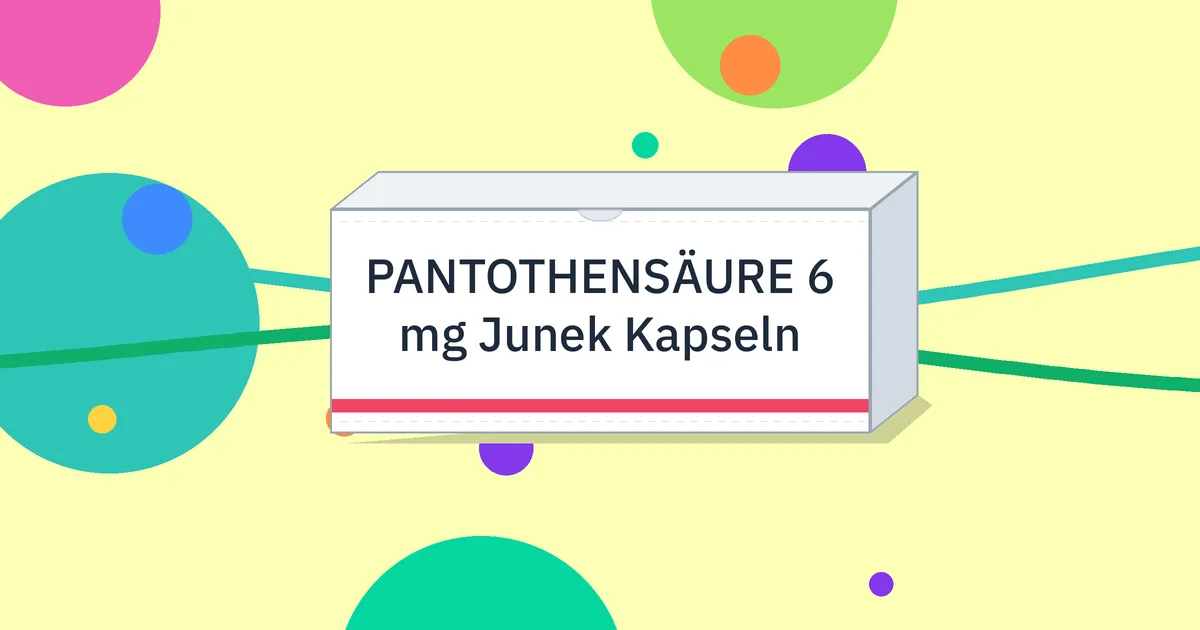 Symbolbild: Packung mit der Aufschrift PANTOTHENSÄURE 6 mg Junek Kapseln (PZN 10053658) – Verfügbarkeit und Bezug in Apotheken in Frankfurt am Main