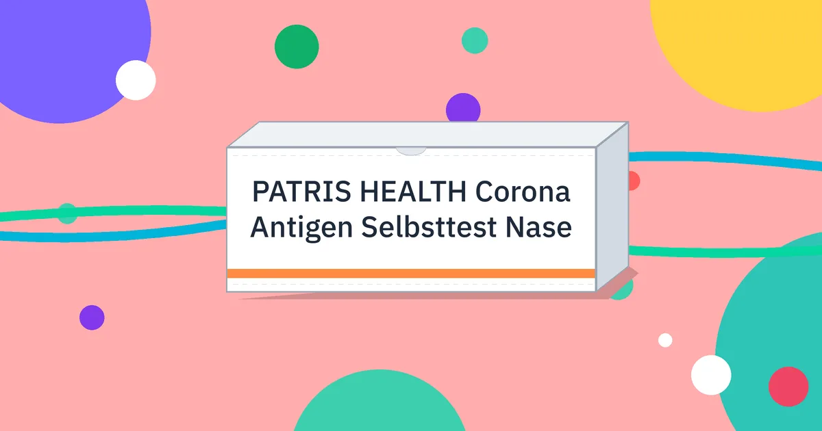Symbolbild: Packung mit der Aufschrift PATRIS HEALTH Corona Antigen Selbsttest Nase (PZN 18133753) – Verfügbarkeit und Bezug in Apotheken in Frankfurt am Main