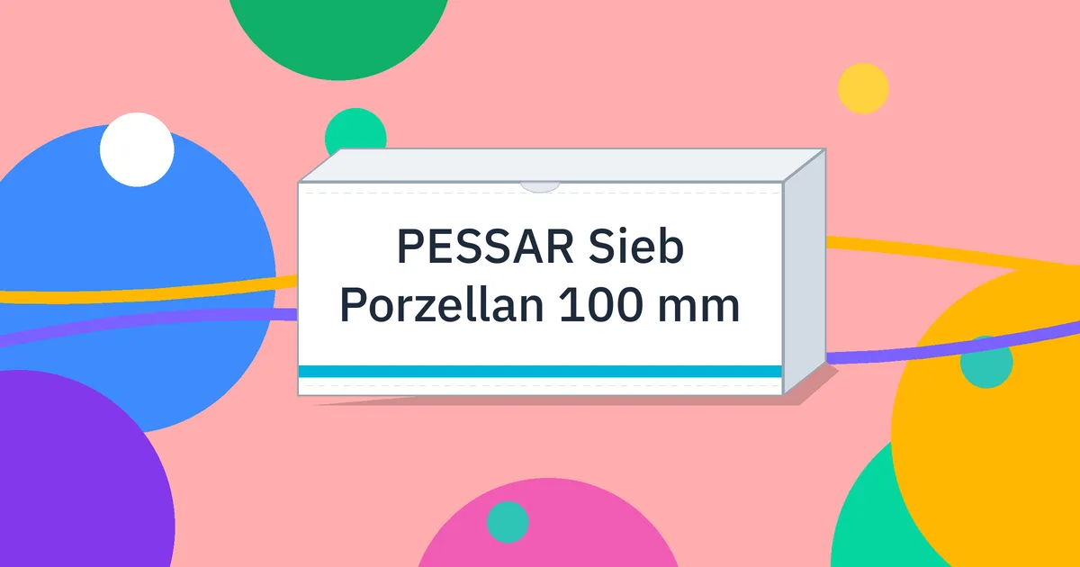 Symbolbild: Packung mit der Aufschrift PESSAR Sieb Porzellan 100 mm (PZN 01734201) – Verfügbarkeit und Bezug in Apotheken in Frankfurt am Main